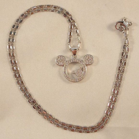 Jewelry | 18k White Gold Filled Mickey Mouse Diamond Zircon Pendant ...